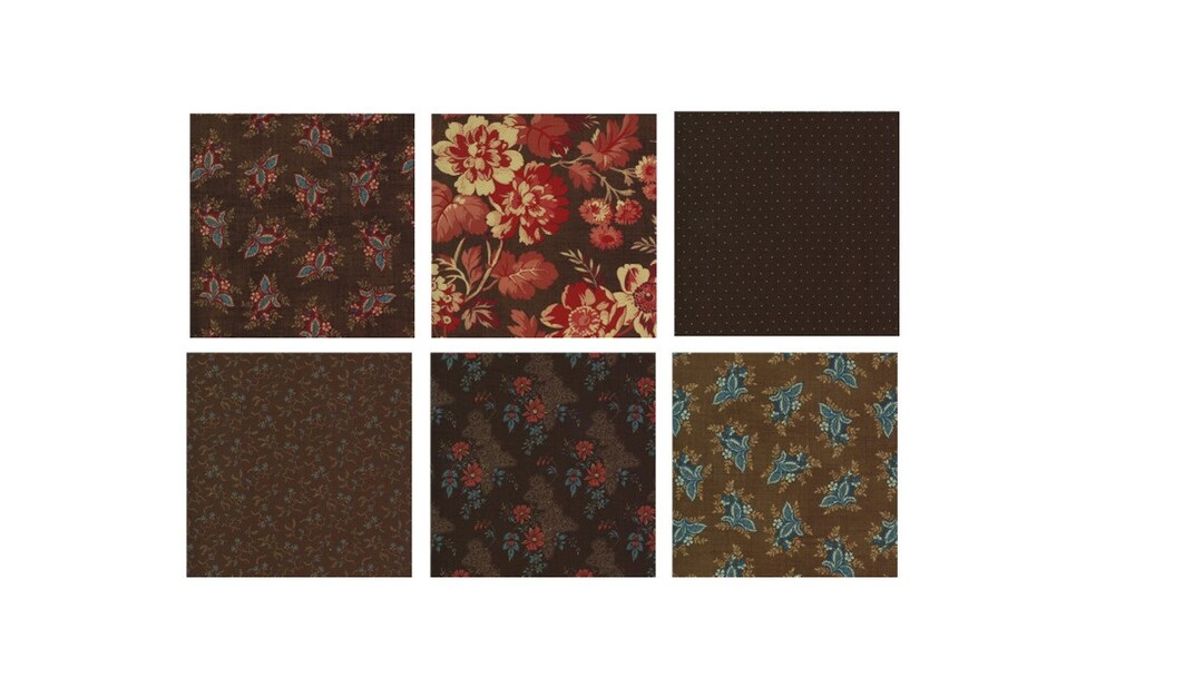 Maria's Sky 1840-1860 Brown Fat Quarter Bundle by Betsy Chutchian for ...