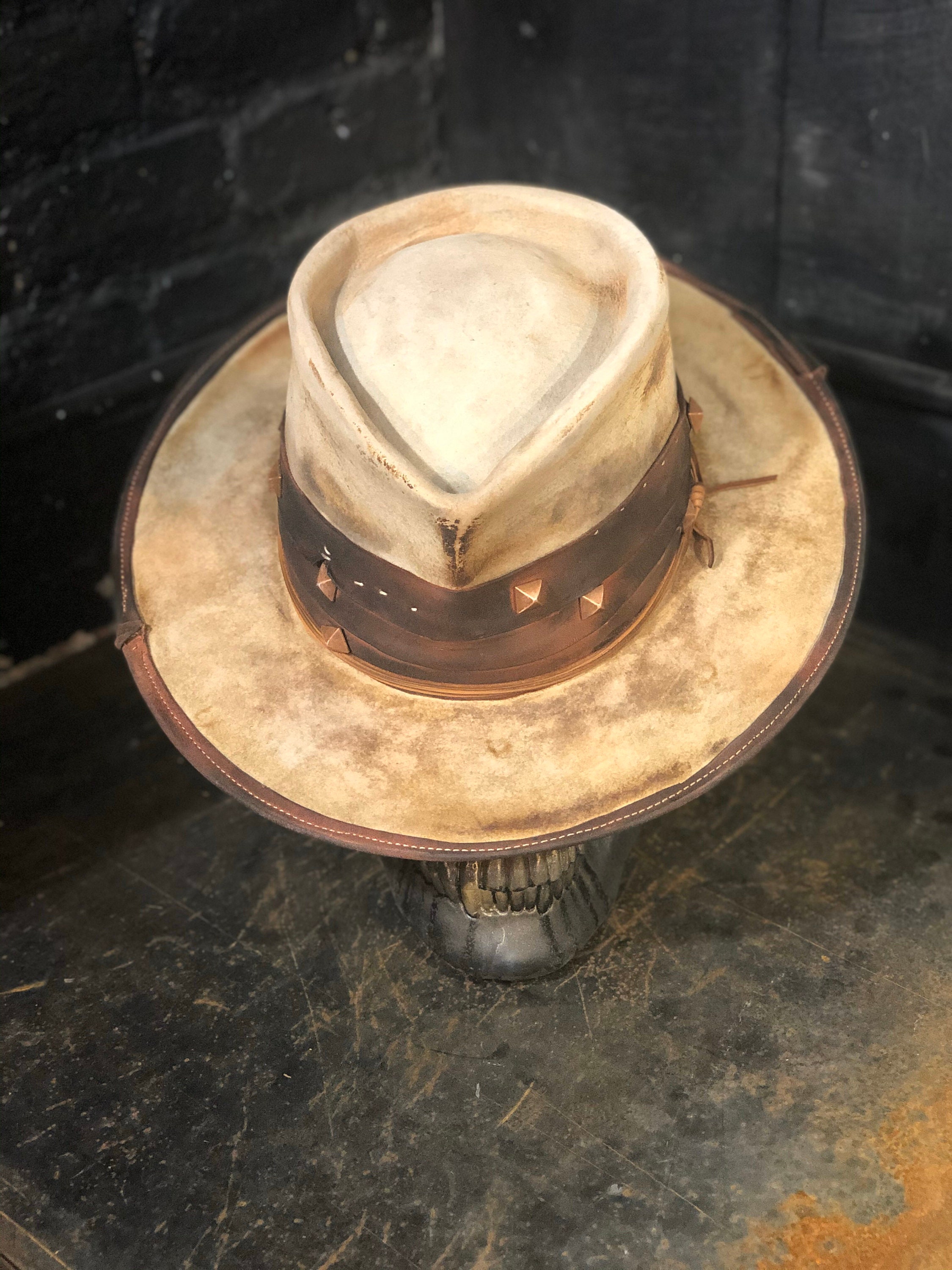 Leather Vintage Rare Custom Beaver Felt Hat “filthy Fucker” Cool Cowboy ...