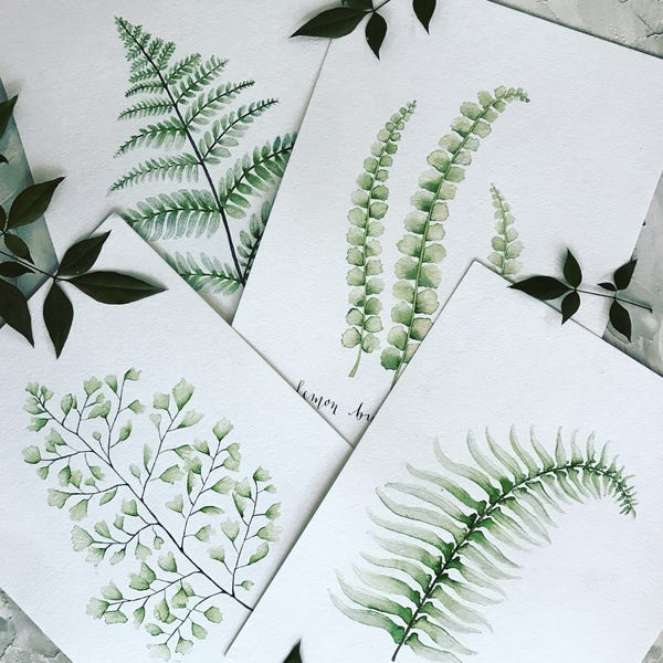 Watercolor Fern - Etsy