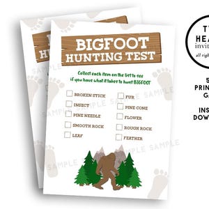Bigfoot Game Scavenger Hunt Printable 5x7 Instant Download Test ...