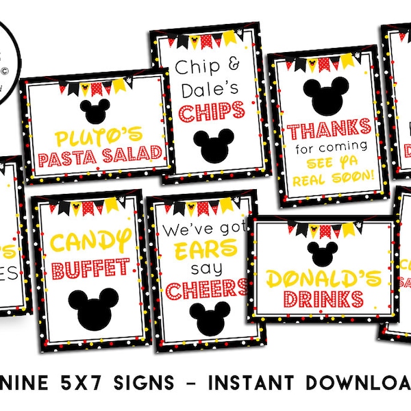 Mickey Signs for Birthday Party - Etsy