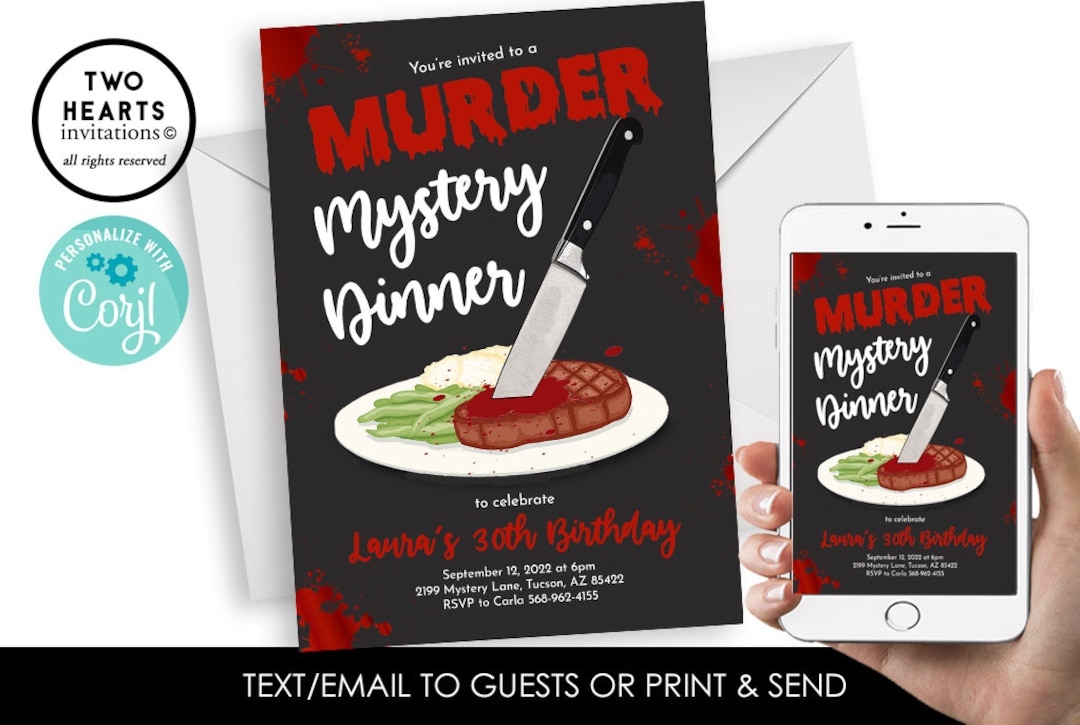 Editable Murder Mystery Dinner Invitation Party Invite Digital 5x7 ...