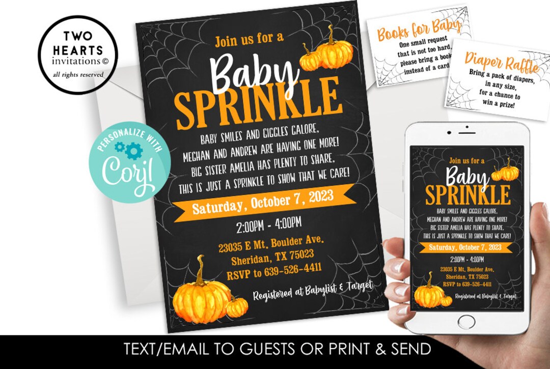 Editable Halloween Baby Sprinkle Invitation Invite Digital 5x7 Spooky ...