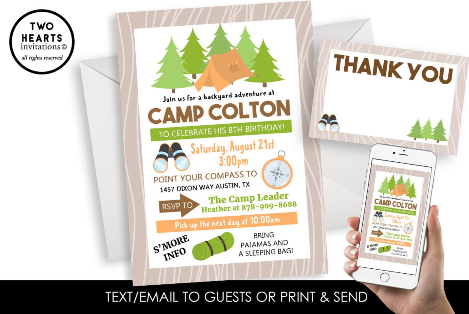 Camp Invite Invitation Camping Boys Birthday Camper Backyard - Etsy