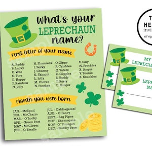 What's Your Leprechaun Name Printable Instant Download St. Patricks Day ...