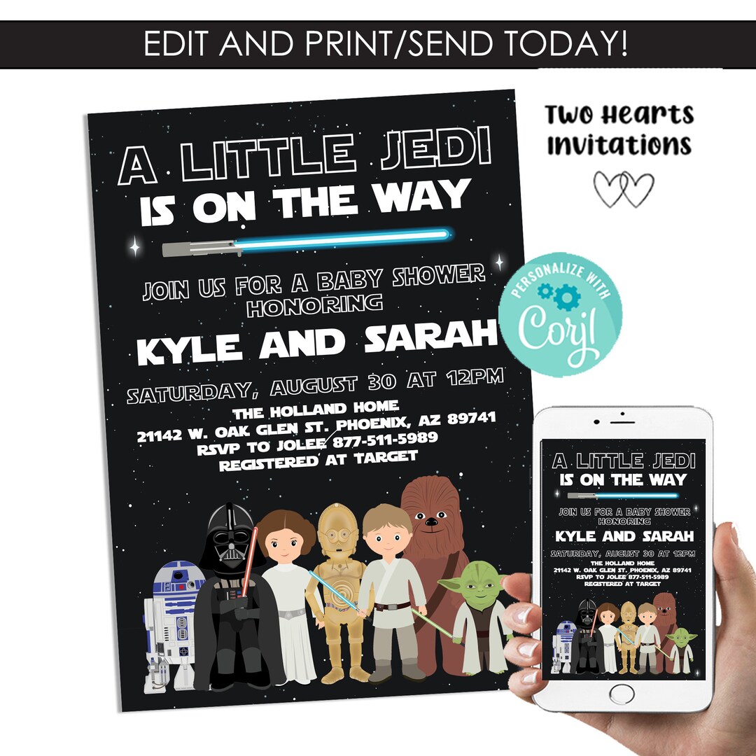 Editable Star Wars Baby Shower Little Jedi Sprinkle INSTANT DOWNLOAD ...
