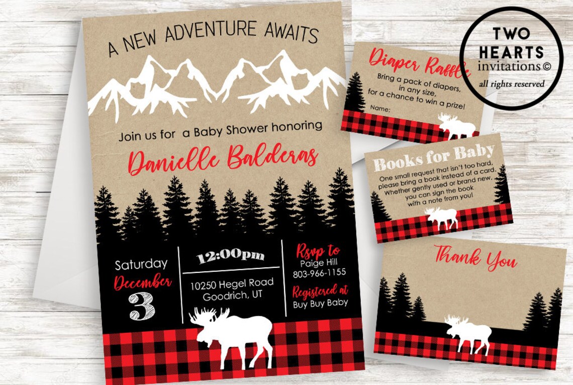 Lumberjack Baby Shower Invite Invitation Sprinkle Adventure Mountain ...