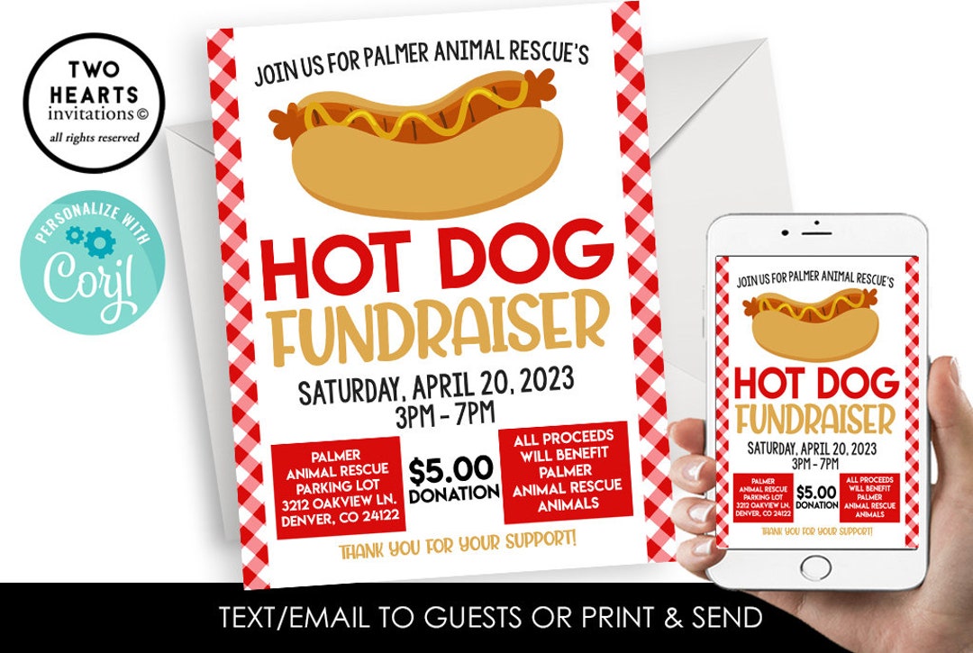 Editable Hotdog Fundraiser Flyer Template Digital 8.5x11 Hot Dog Church ...