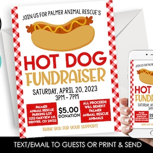 Editable Hotdog Fundraiser Flyer Template Digital 8.5x11 Hot Dog Church ...
