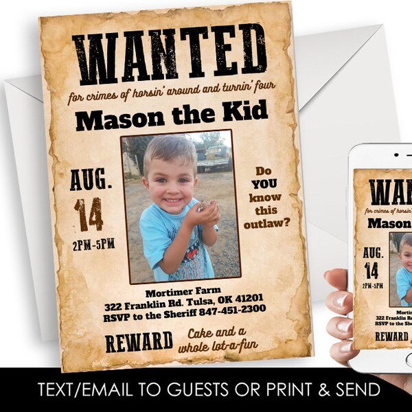 Wanted Poster Invite - Etsy