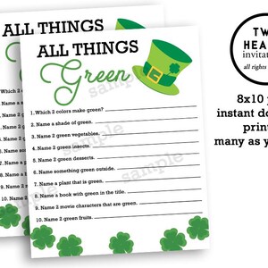 St Patrick's Day Printable Game All Things Green Digital Instant ...