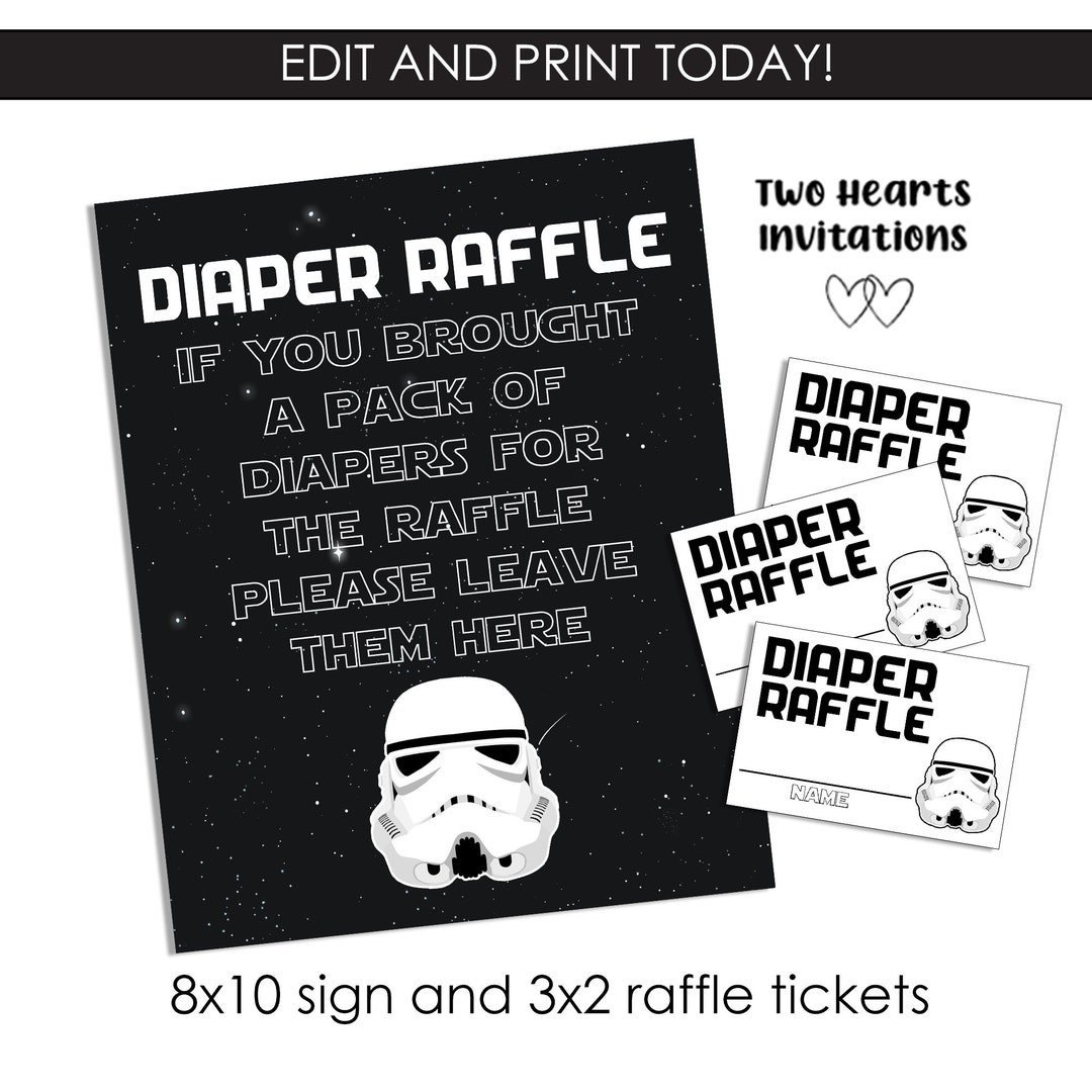 Stormtrooper Baby Shower Diaper Raffle 8x10 Printable Instant Download ...
