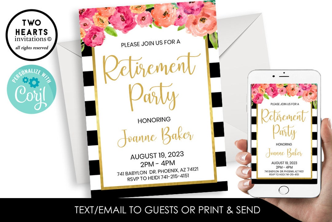 Editable Retirement Party Invitation Invite Digital 5x7 Women ...
