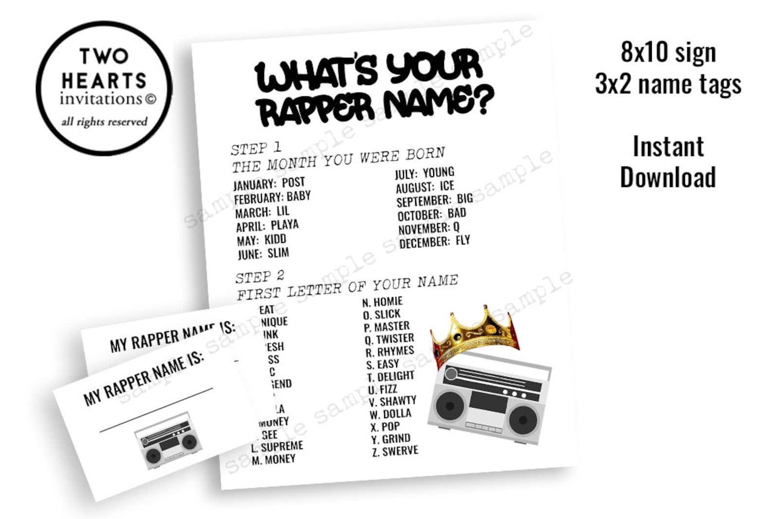 What's Your Rapper Name Digital Sign Party Decor Birthday Big One ...