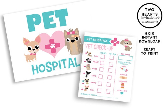 Puppy Check Up Printable Dog Doggy Girl Digital 8x10 Party Pet | Etsy