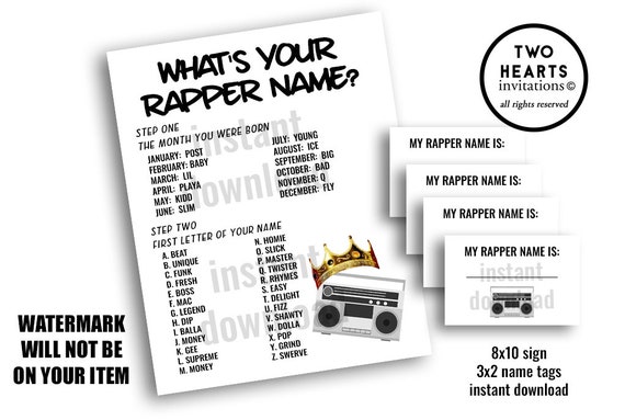 What's Your Rapper Name Digital Sign Party Decor Birthday - Etsy