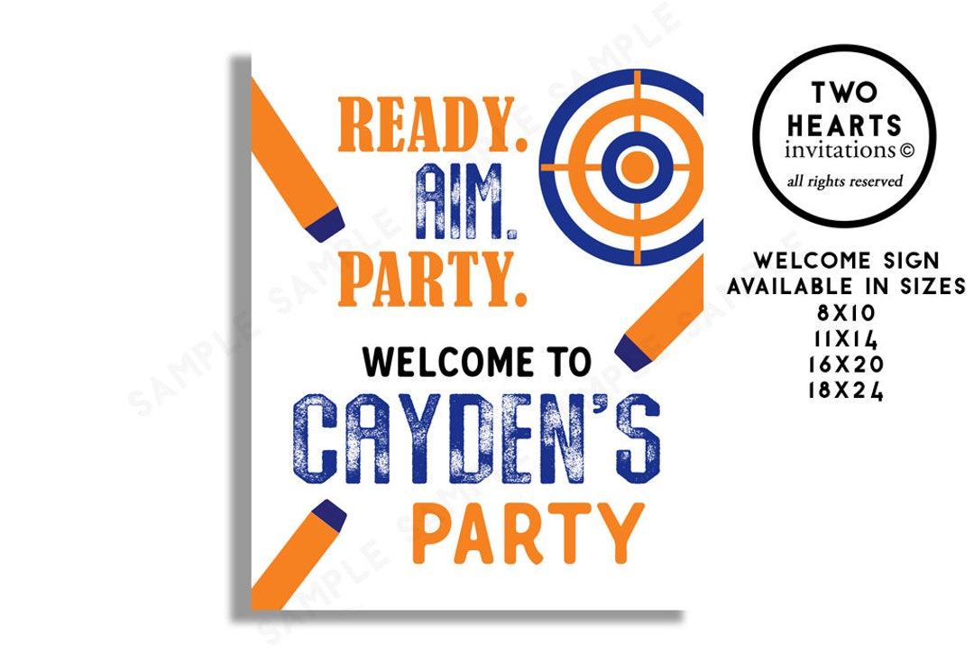 Dart Gun Welcome Sign Digital Party Decor Poster Sign Kids Birthday ...