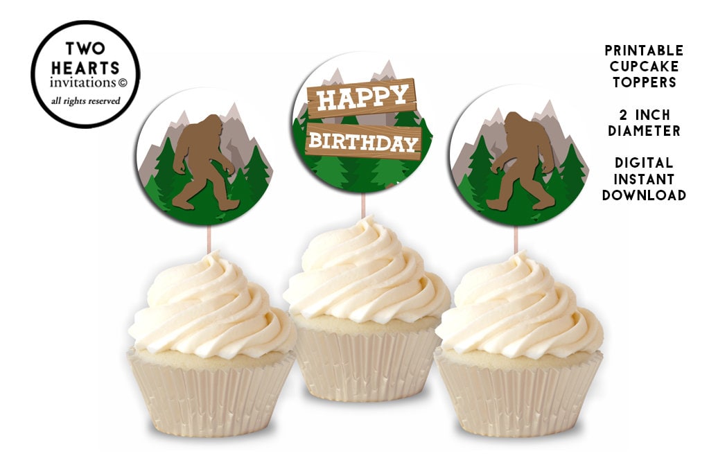 Bigfoot Cupcake Toppers Birthday Party Kids Printable Instant Download ...