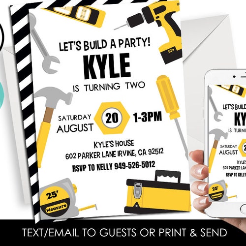 Tools Birthday Invitation Tools Invite Construction Birthday - Etsy