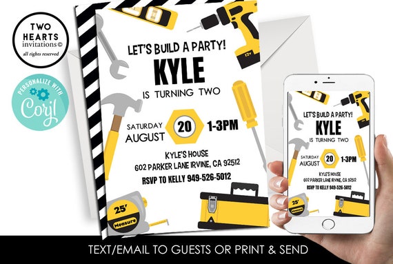 Editable Tools Invitation Invite Builder Fix It Construction - Etsy