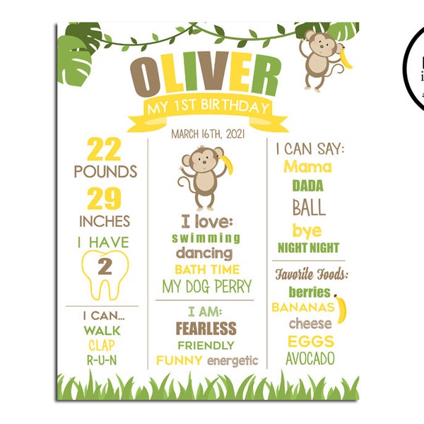 Monkey 1st Birthday - Etsy