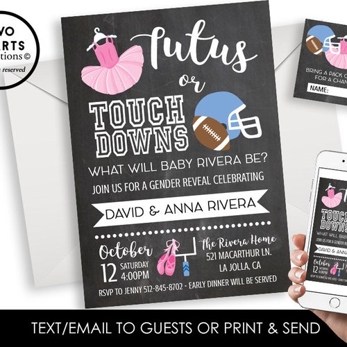 GENDER REVEAL TICKET Invitation Football Baby Shower Party | Etsy GENDER REVEAL TICKET Invitation Football Baby Shower Party | Etsy