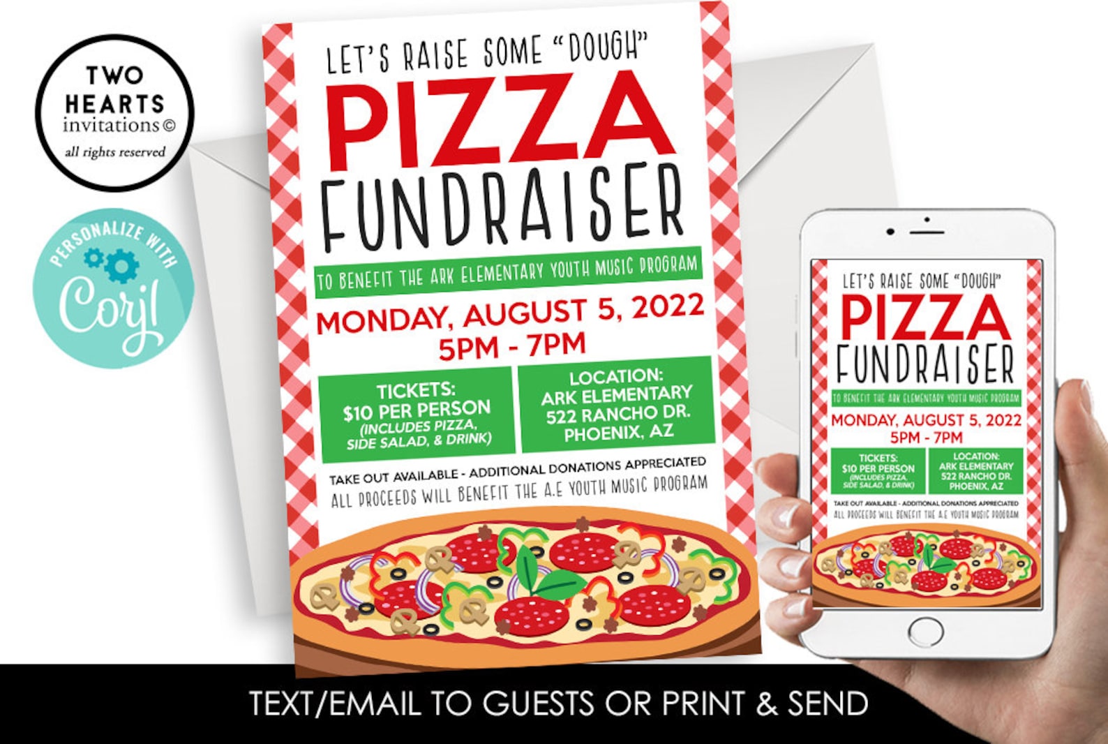 Editable Pizza Fundraiser Flyer Digital Announcement - Etsy