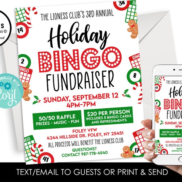 Bingo Christmas Invitation - Etsy