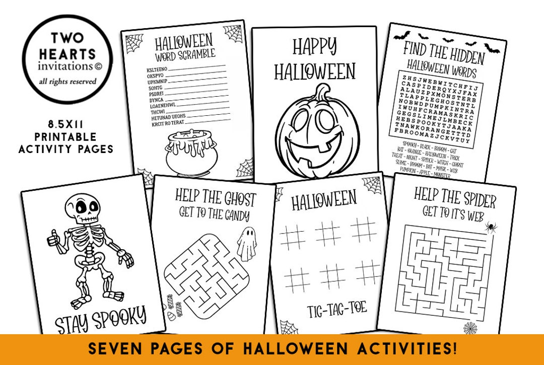 Halloween Coloring Pages Activity Sheet Digital 8.5x11 Kids Fun Instant ...