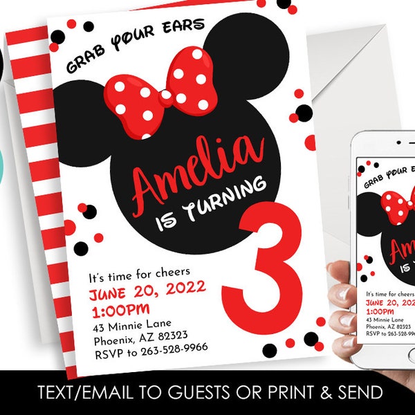 Minnie Mouse Invites - Etsy