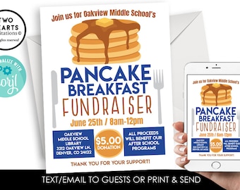 Editable Breakfast Fundraiser Flyer Template Invitation Digital 8.5x11 ...