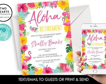 Editable Aloha Retirement Invite Invitation Digital Wood - Etsy