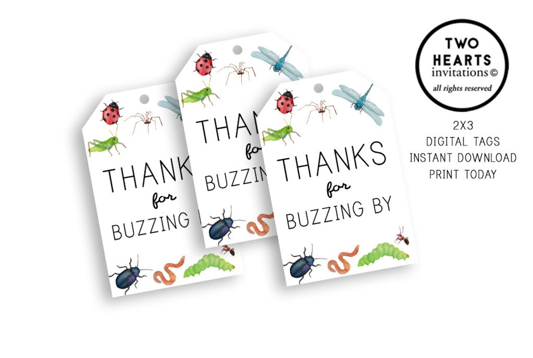Printable Watercolor Bug Favor Tags Birthday Party 2x3 Insect Bugs ...