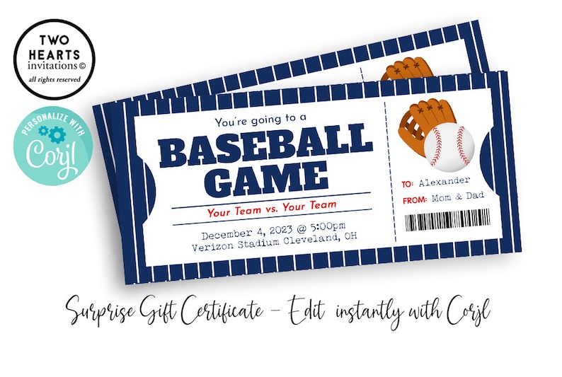 Editable Baseball Game Surprise Gift Ticket Template for Any - Etsy