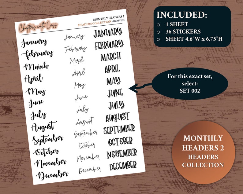 Months of the Year Headers HEADERS COLLECTION Planner and Bullet ...