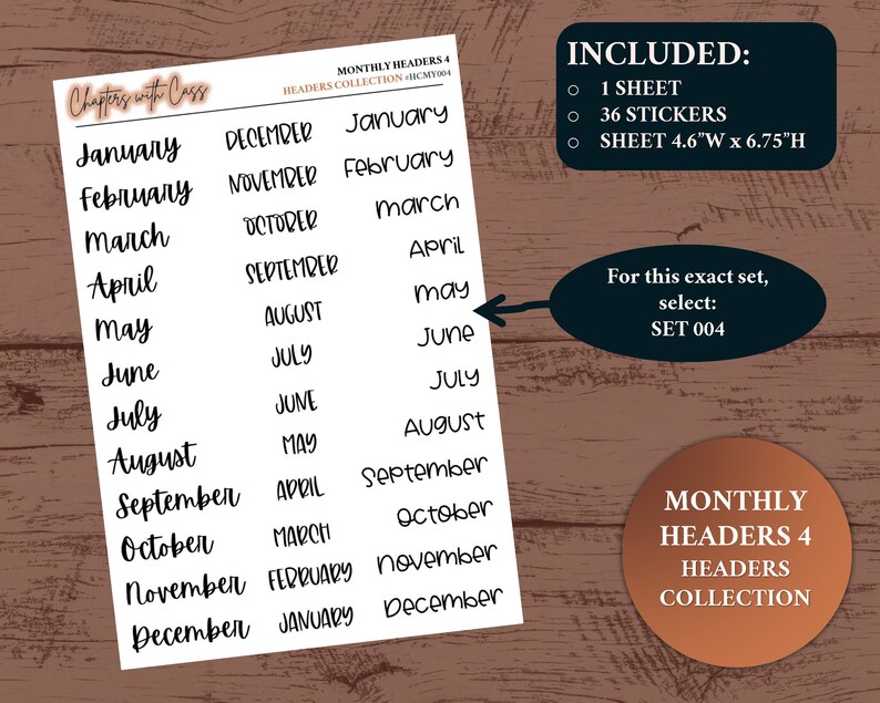 Months of the Year Headers HEADERS COLLECTION Planner and Bullet ...