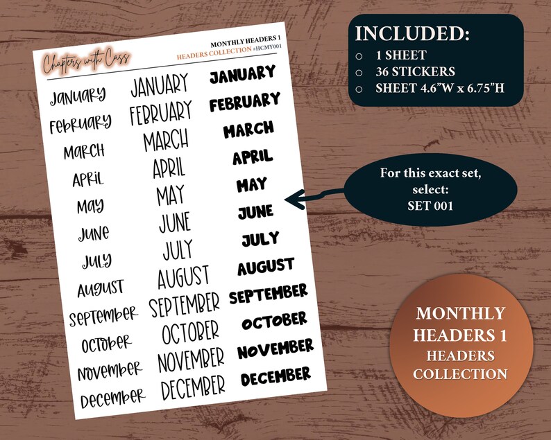 Months of the Year Headers HEADERS COLLECTION Planner and Bullet ...
