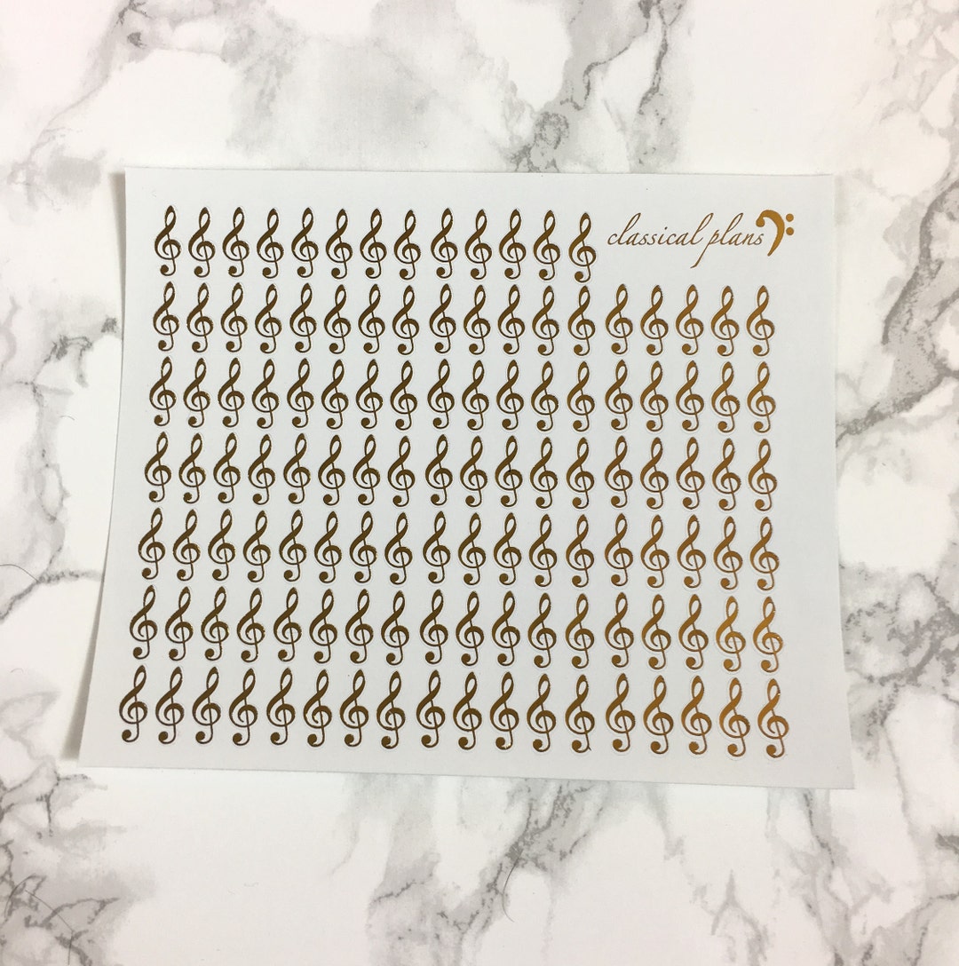 Foiled Treble Clef Stickers- Small - Etsy