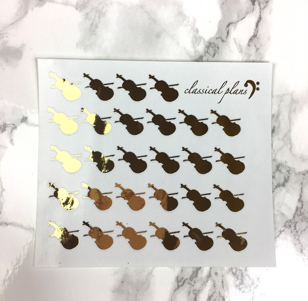 Foiled Violin Stickers - Etsy