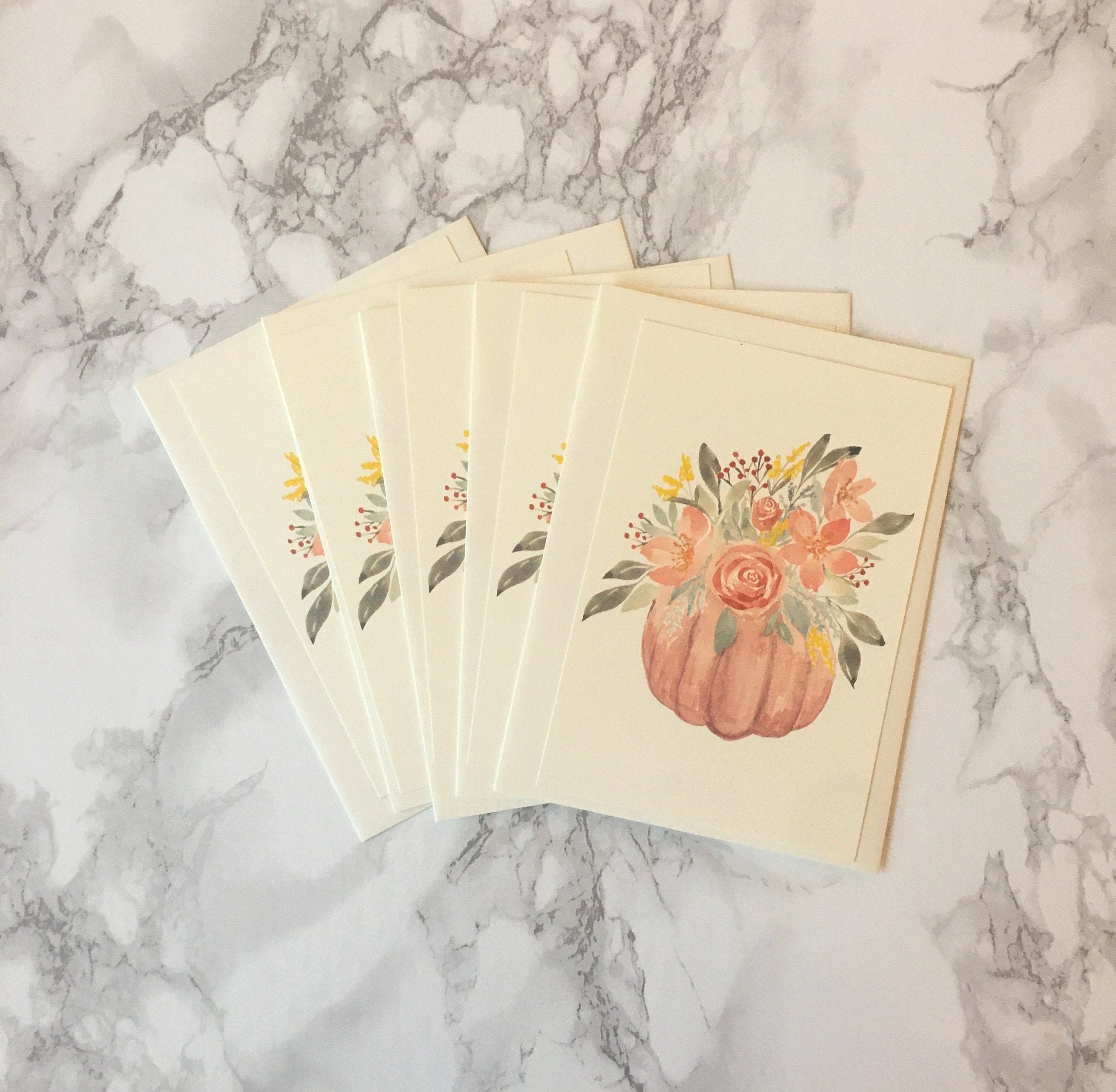 Pumpkin Floral Single-panel Note Cards pack of 5 - Etsy Ireland