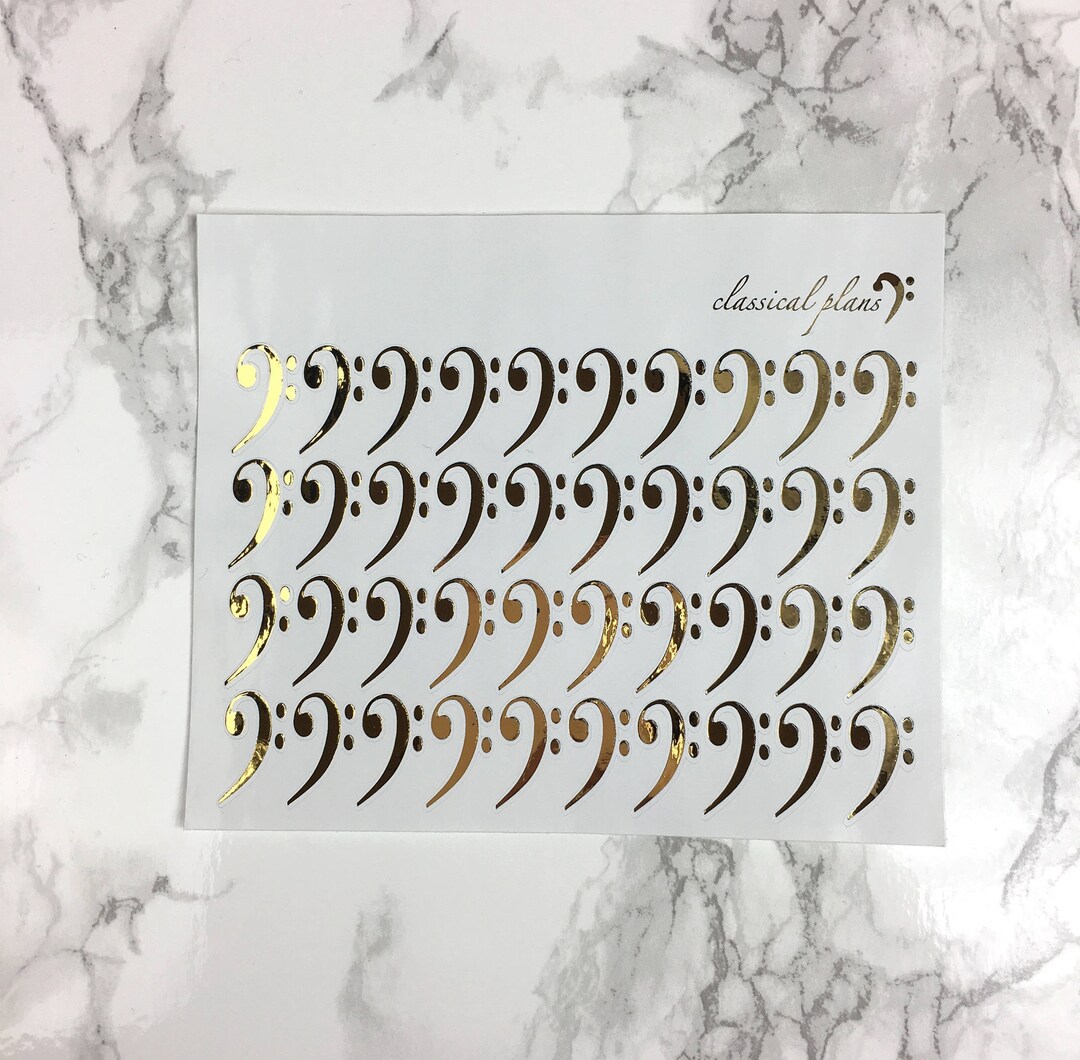 Foiled Bass Clef Stickers- Large - Etsy