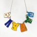 Clothes Line Necklace, Cute 1970s Kitsch Necklace, Silver Plated Enamel ...