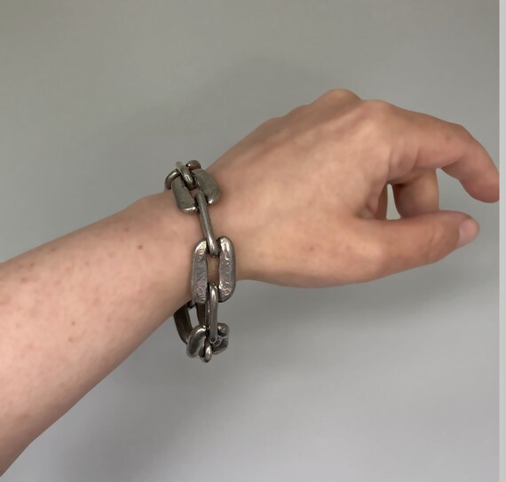Vintage Heavy Panel Bracelet, Industrial Style Chunky… - Gem