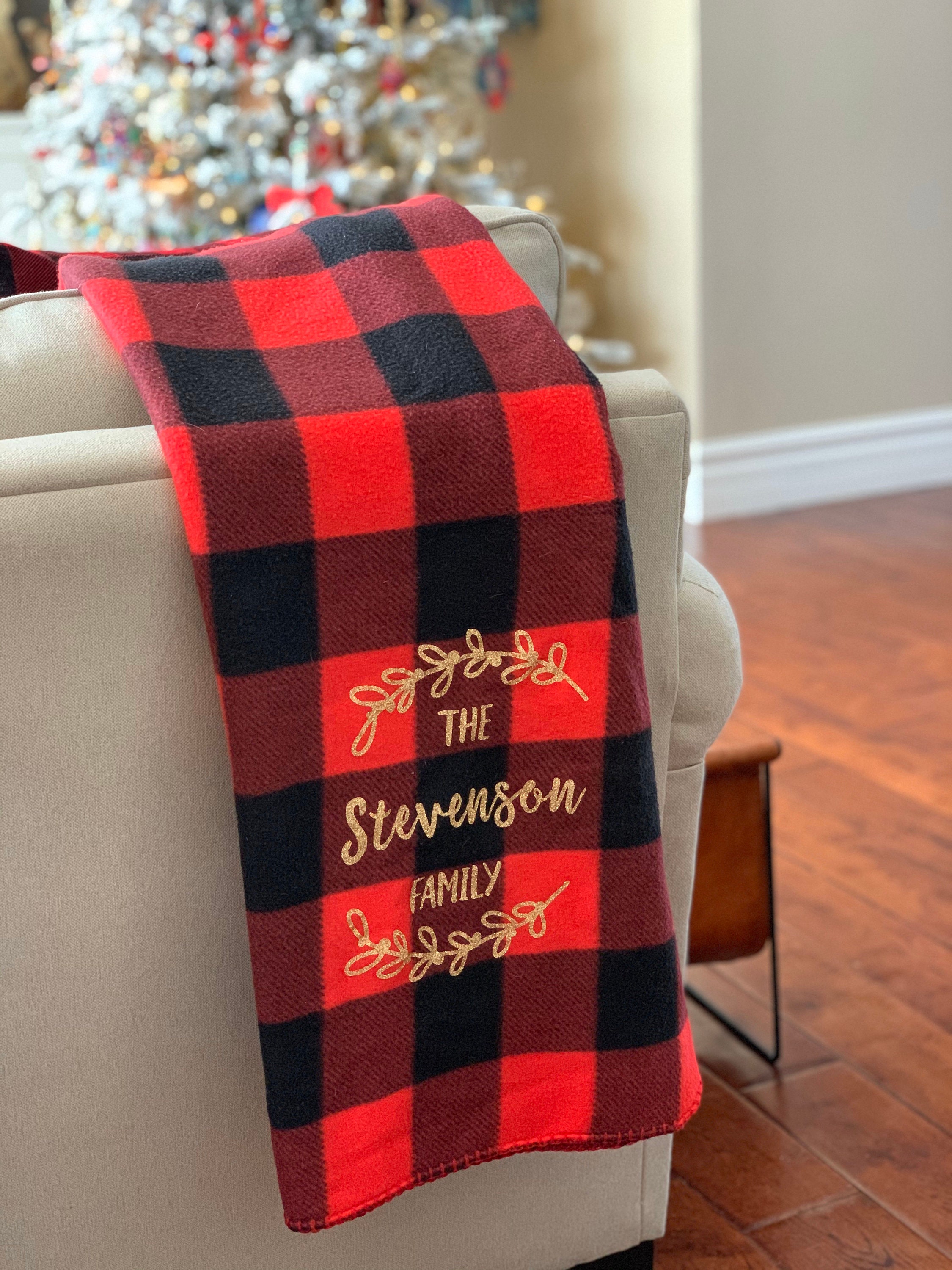Buffalo Plaid Fleece Blanket Personalized Throw Blanket | Etsy