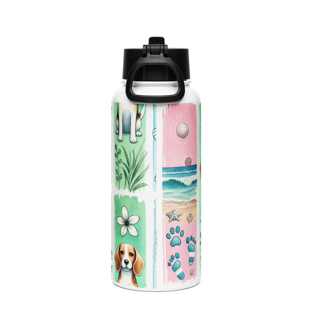 Beach Lover Gift for Beagle Owner Themed Stainless Steel Water Bottle ...