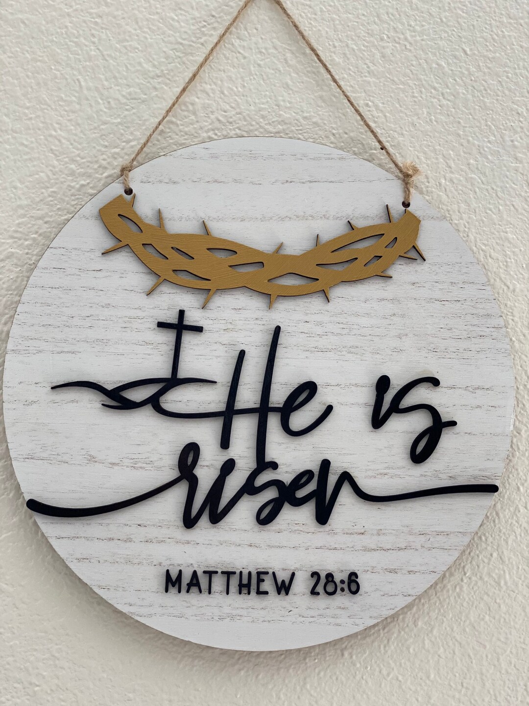 He is Risen Sign | Round Faith Sign | Laser Cut | Housewarming Gift ...
