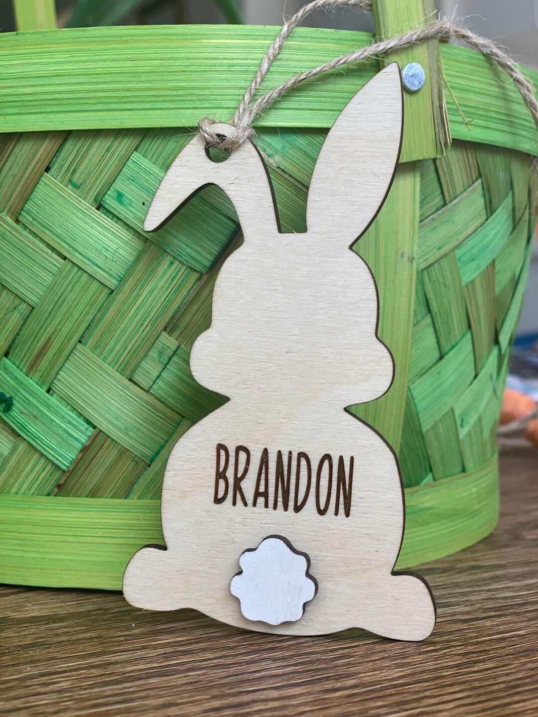 Bunny Easter Basket Tag | Bunny | Wood | Easter | Personalized | Name ...