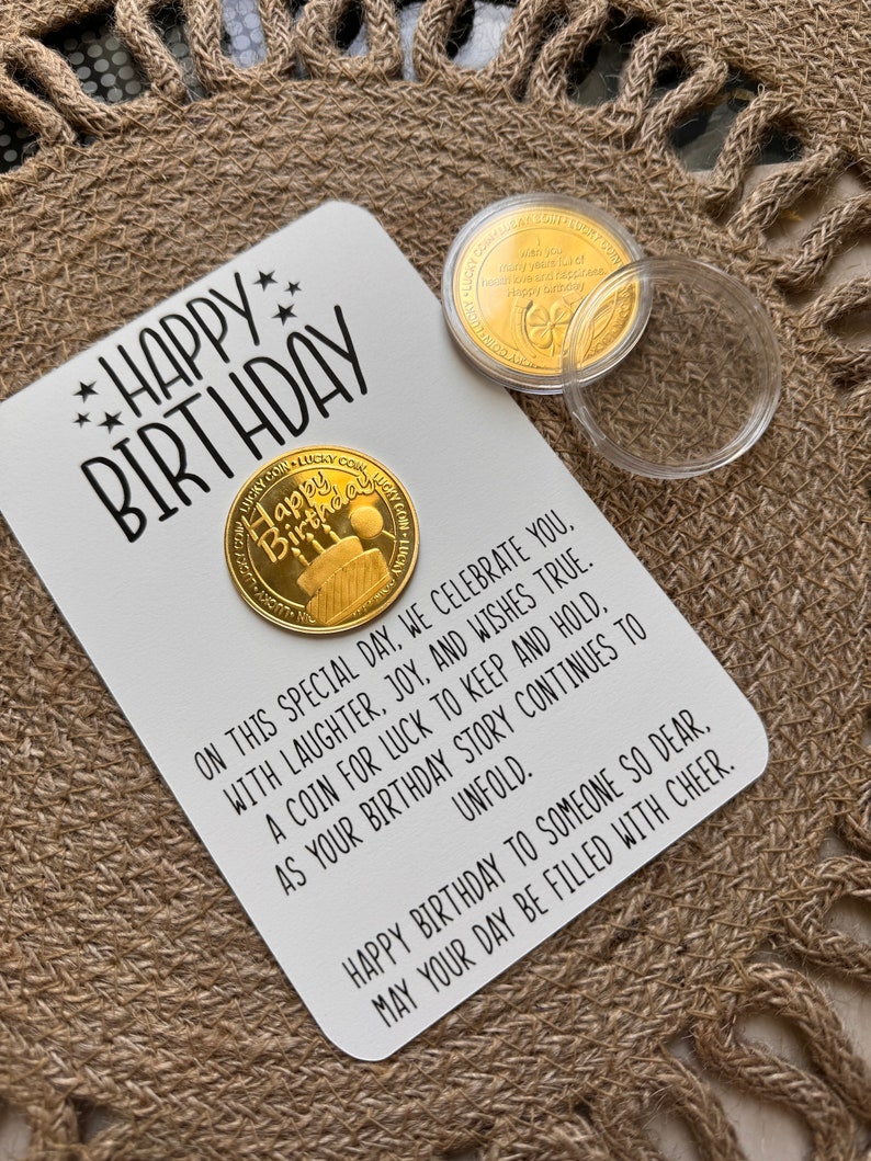 Gold Token Birthday Card | Keepsake Coin | Unique Gold Coin Gift ...