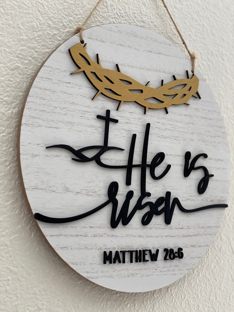 He is Risen Sign Round Faith Sign Laser Cut Housewarming | Etsy