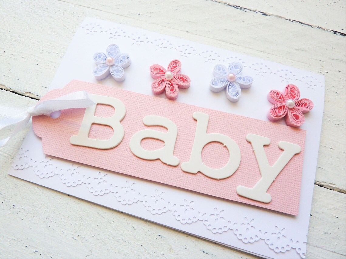 Quilled Baby Shower Card/newborn Baby Card/baby Girl Card - Etsy